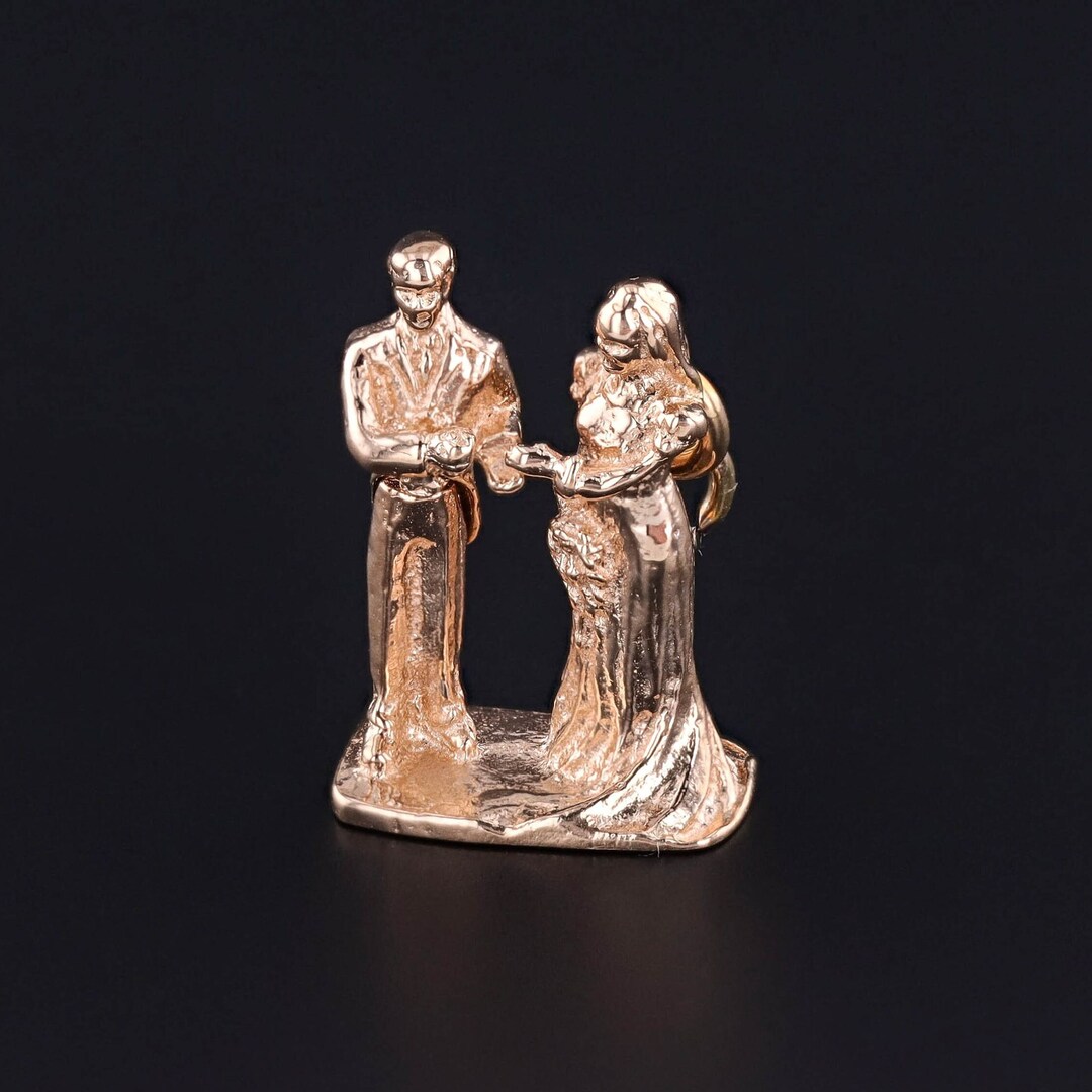 Vintage Bride and Groom Charm of 14k Gold - Etsy