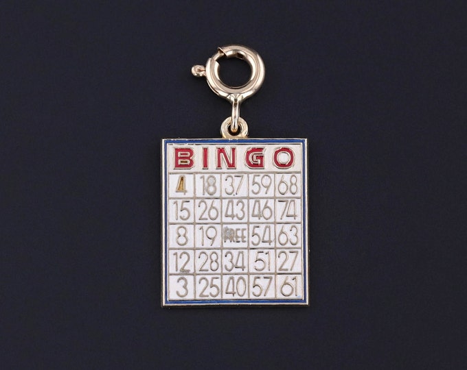 Vintage Enamel Bingo Charm of 14k Gold - Etsy