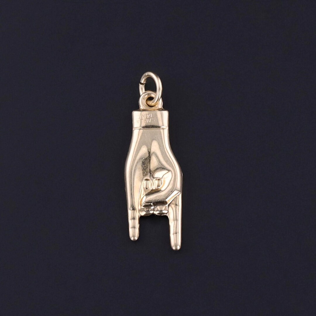 Vintage Mano Cornuto Charm of 14k Gold - Etsy