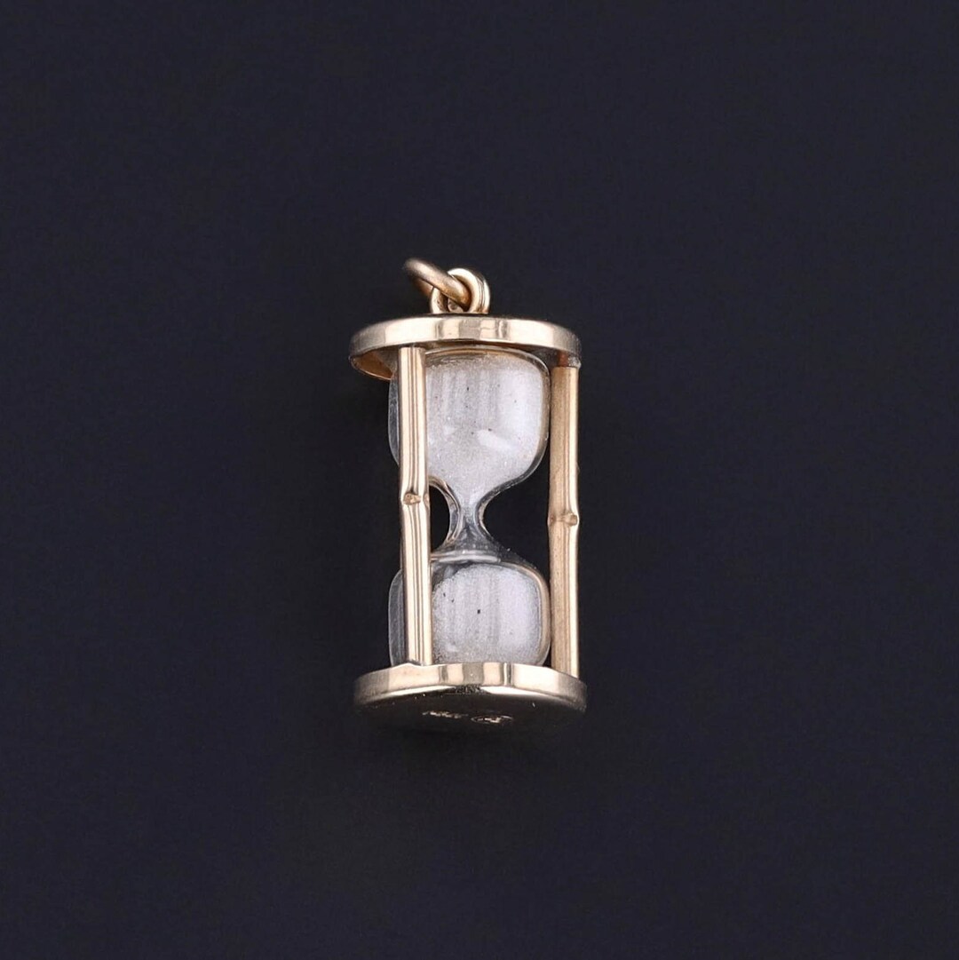 Vintage Hourglass Charm of 14k Gold - Etsy