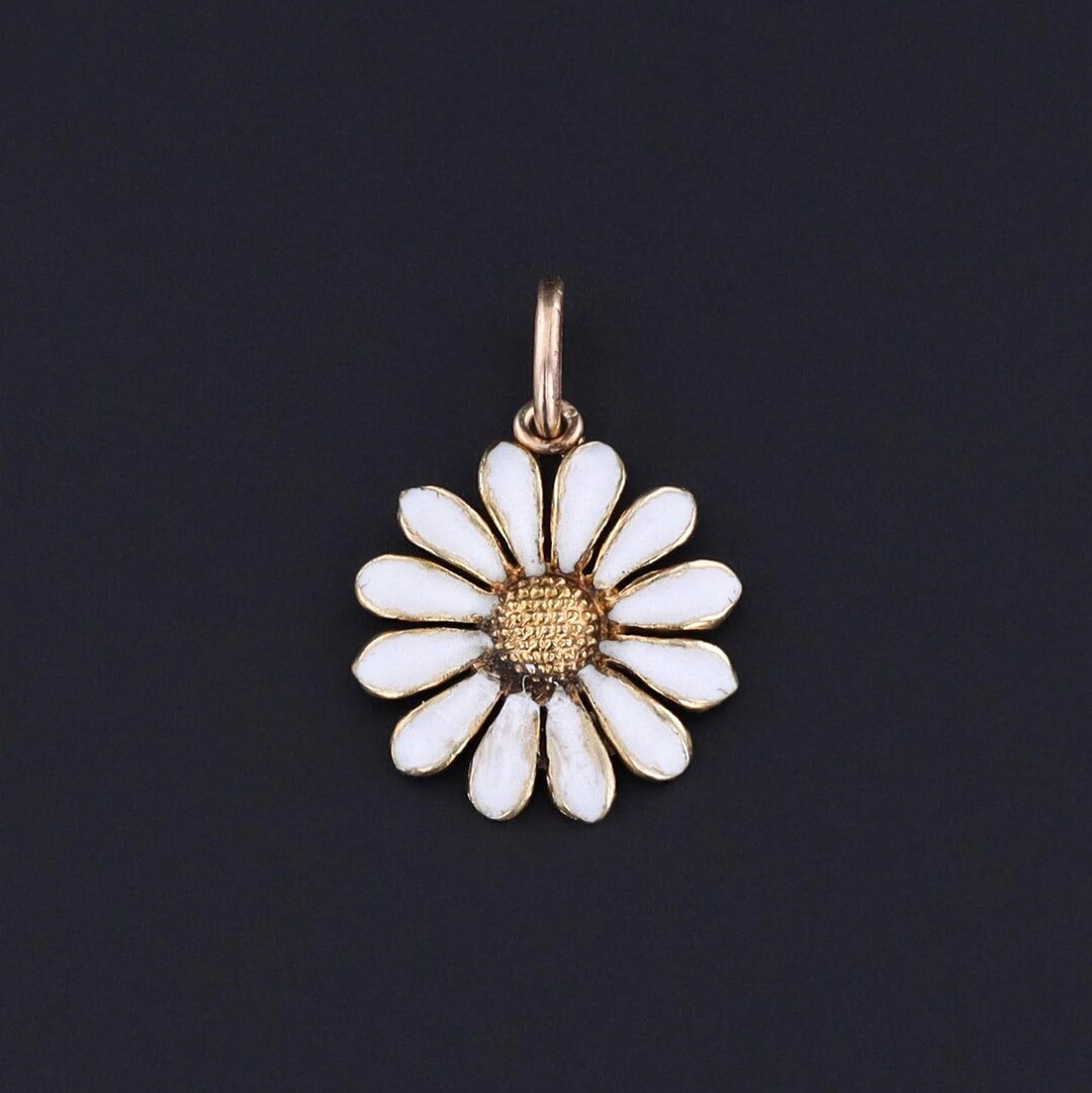 Antique Daisy Charm of 14k Gold - Etsy