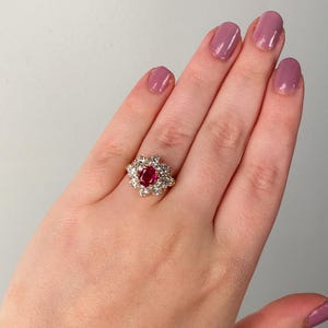 Vintage Natural Burmese Ruby and Diamond Cluster Ring With Certification - Etsy