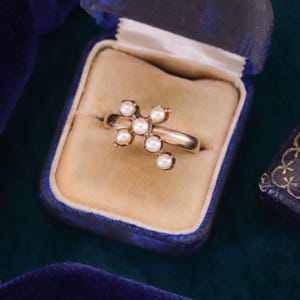 Pearl Cross Ring | Antique Pin Conversion Ring | Cross Ring | Religious ...