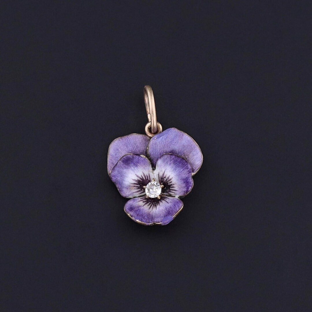Antique Enamel Pansy Charm of 14k Gold - Etsy
