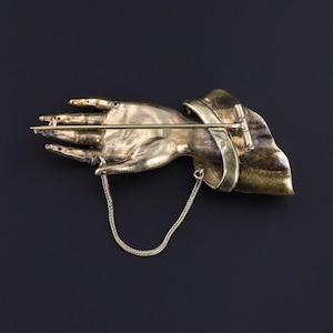 Victorian Hand Brooch of 14k Gold - Etsy