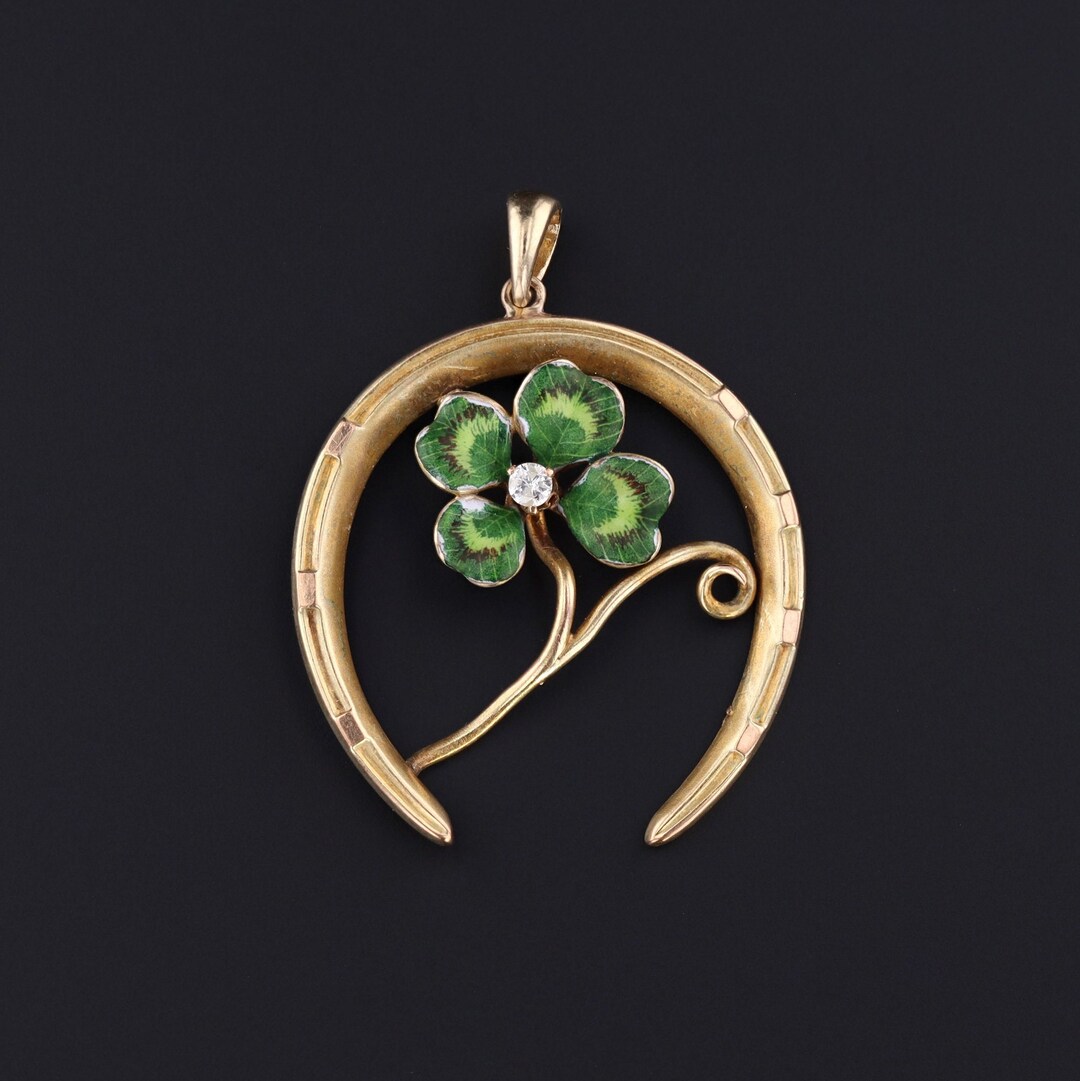 Antique Clover and Horseshoe Conversion Pendant of 10k Gold - Etsy