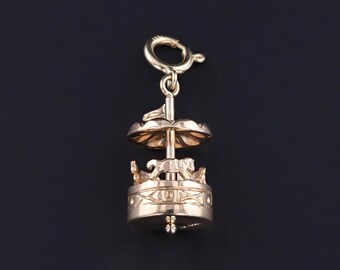 Vintage Carousel Charm of 14k Gold - Etsy