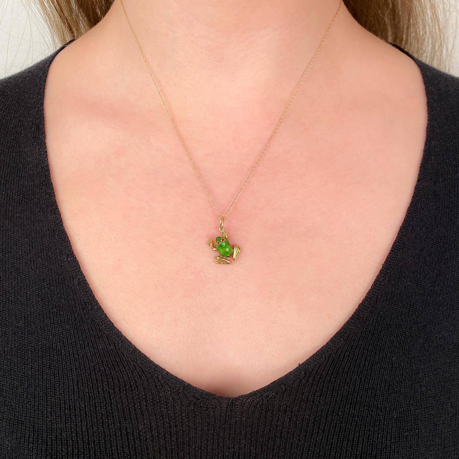 Vintage Enamel Frog Charm of 14k Gold - Etsy