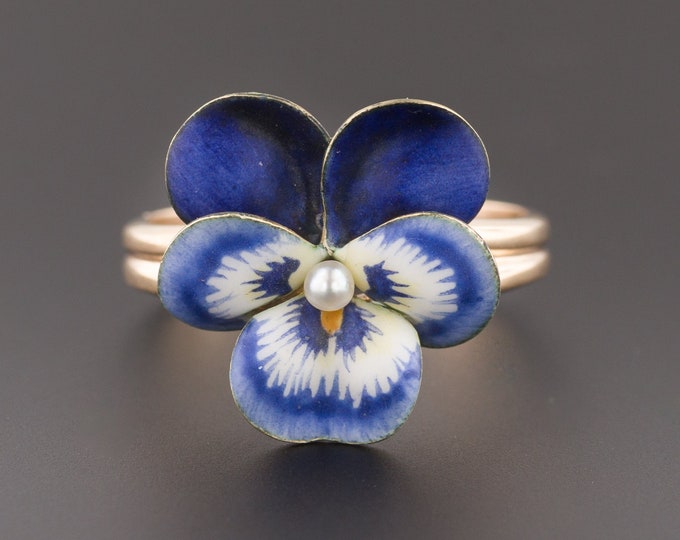 Pansy Ring | 14k Gold Pansy Ring | Vintage Pansy Ring | Blue Pansy ...