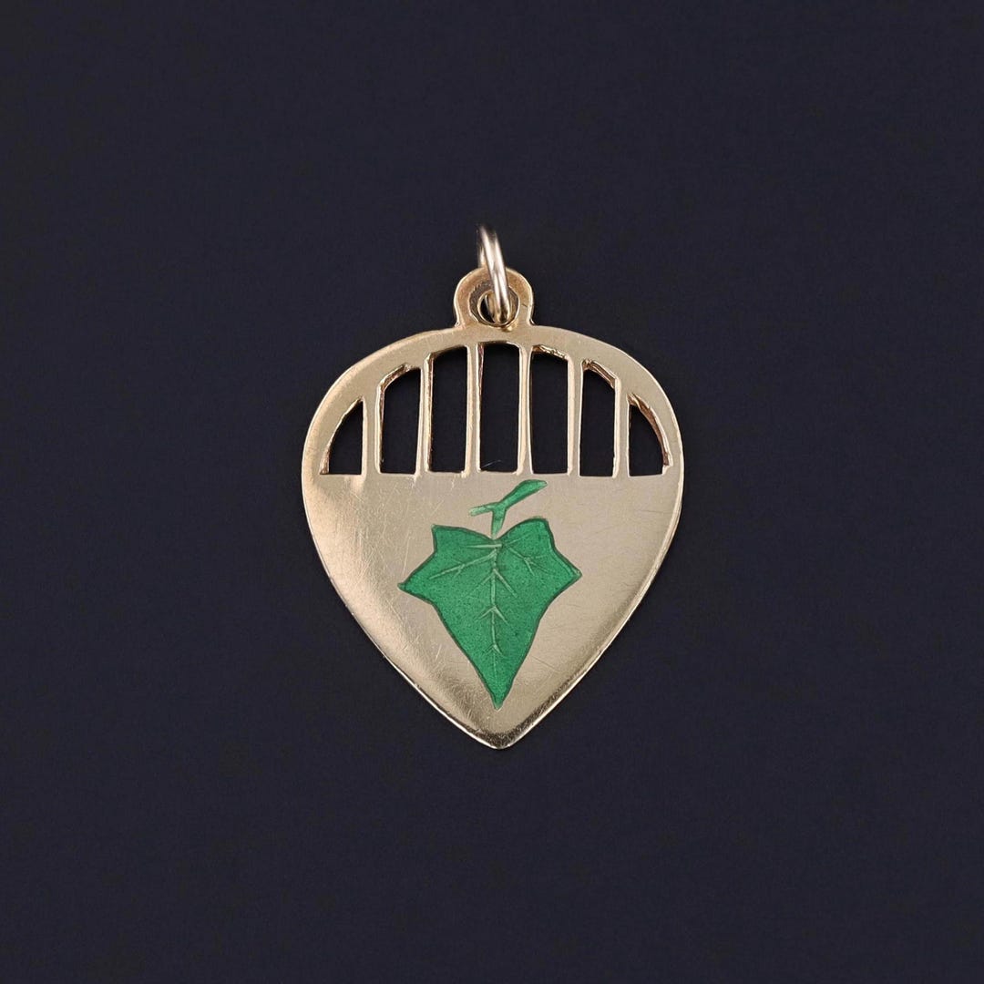 Antique Ivy Pendant Charm of 18k Gold - Etsy