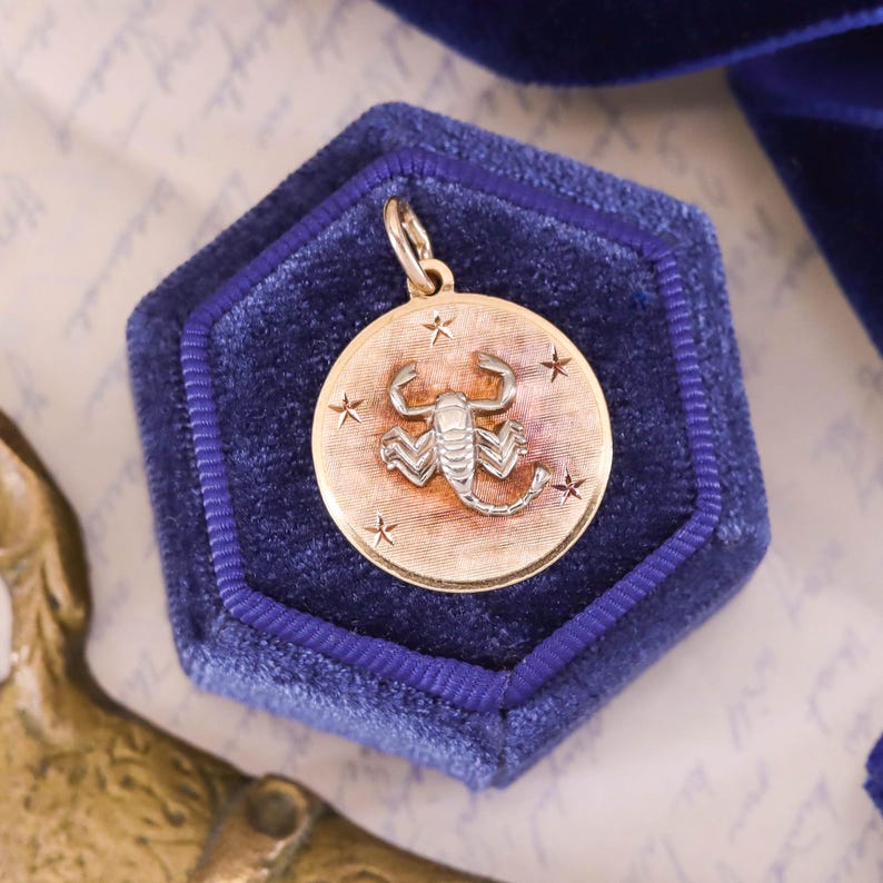 Vintage Scorpio Zodiac Charm of 14k Gold - Etsy