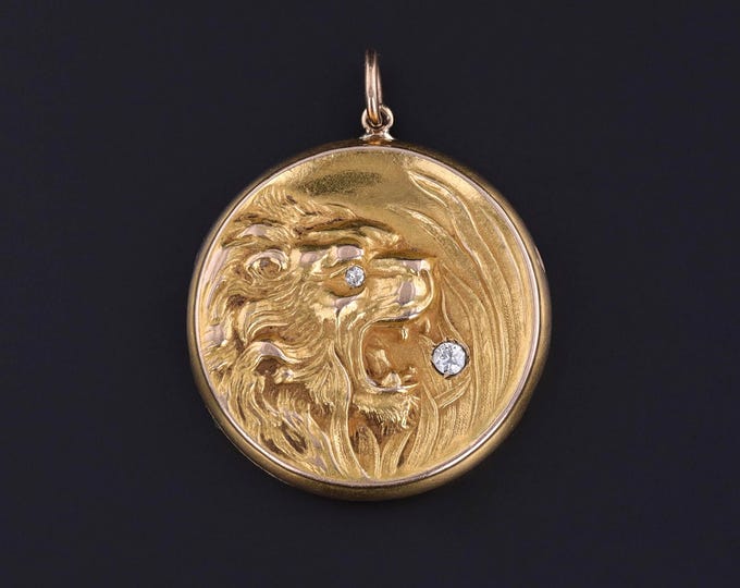 Antique Art Nouveau Lion Locket of 10k Gold - Etsy