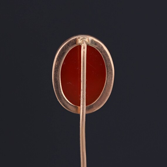 Antique Red Agate Intaglio Stick Pin of 14k Gold - Gem