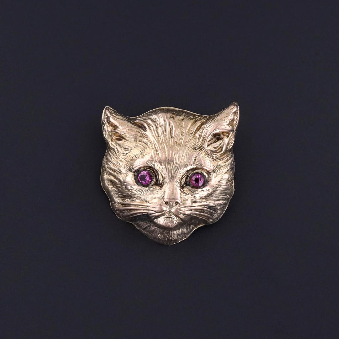 Antique Cat Brooch of 10k Gold - Etsy