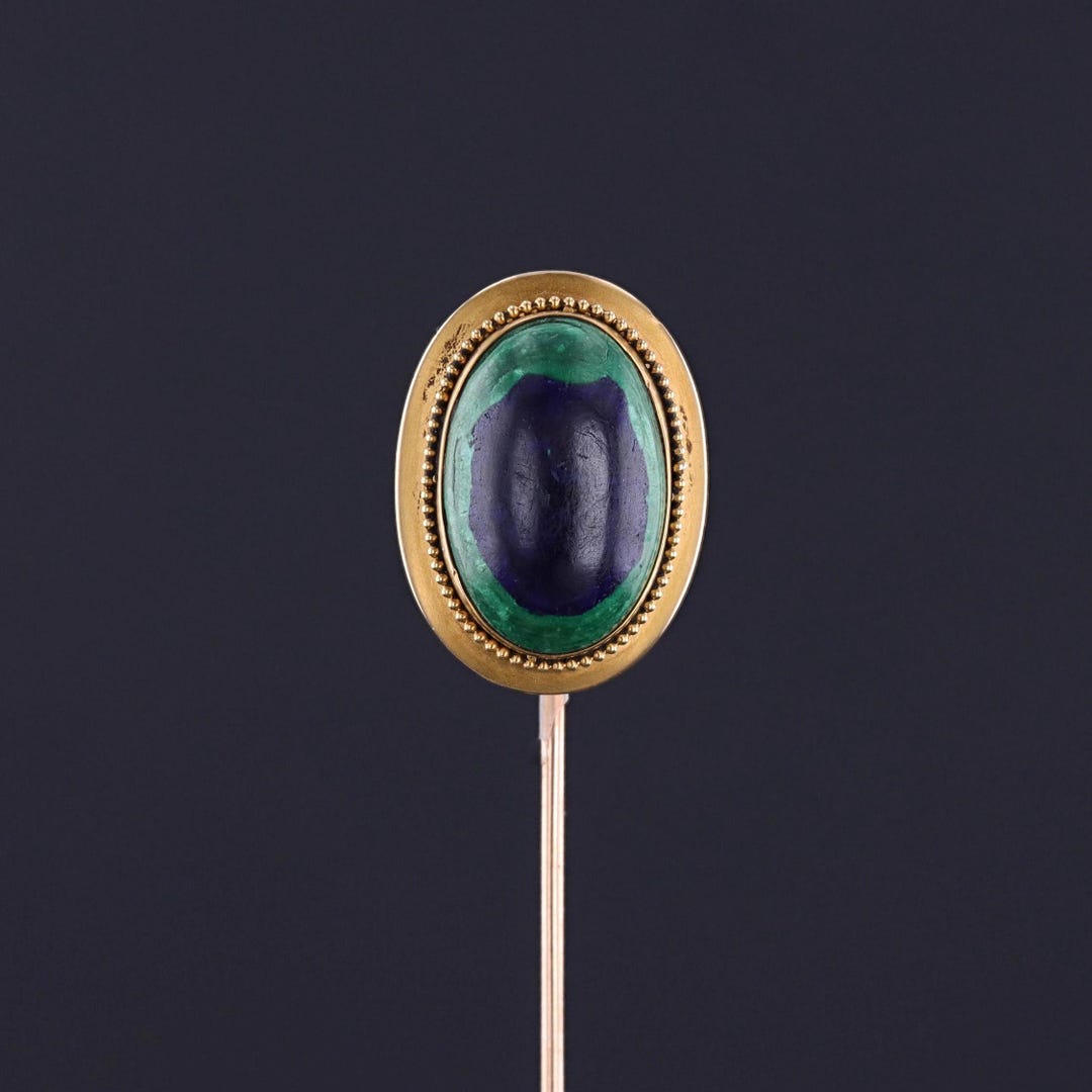 Antique Azurite Malachite Peacock Eye Stickpin of 15ct Gold - Etsy