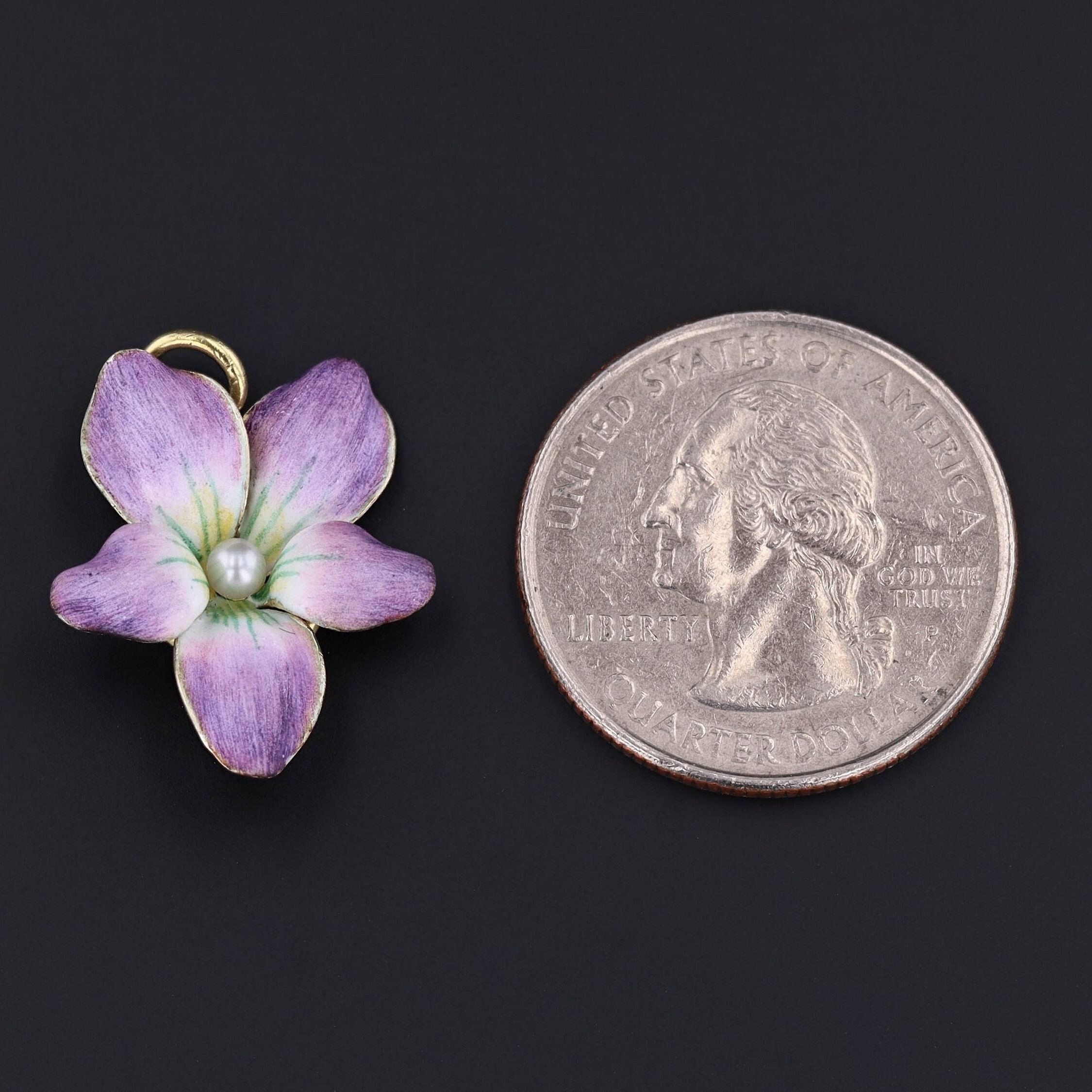 Antique Enamel Violet Pendant of 14k Gold - Etsy