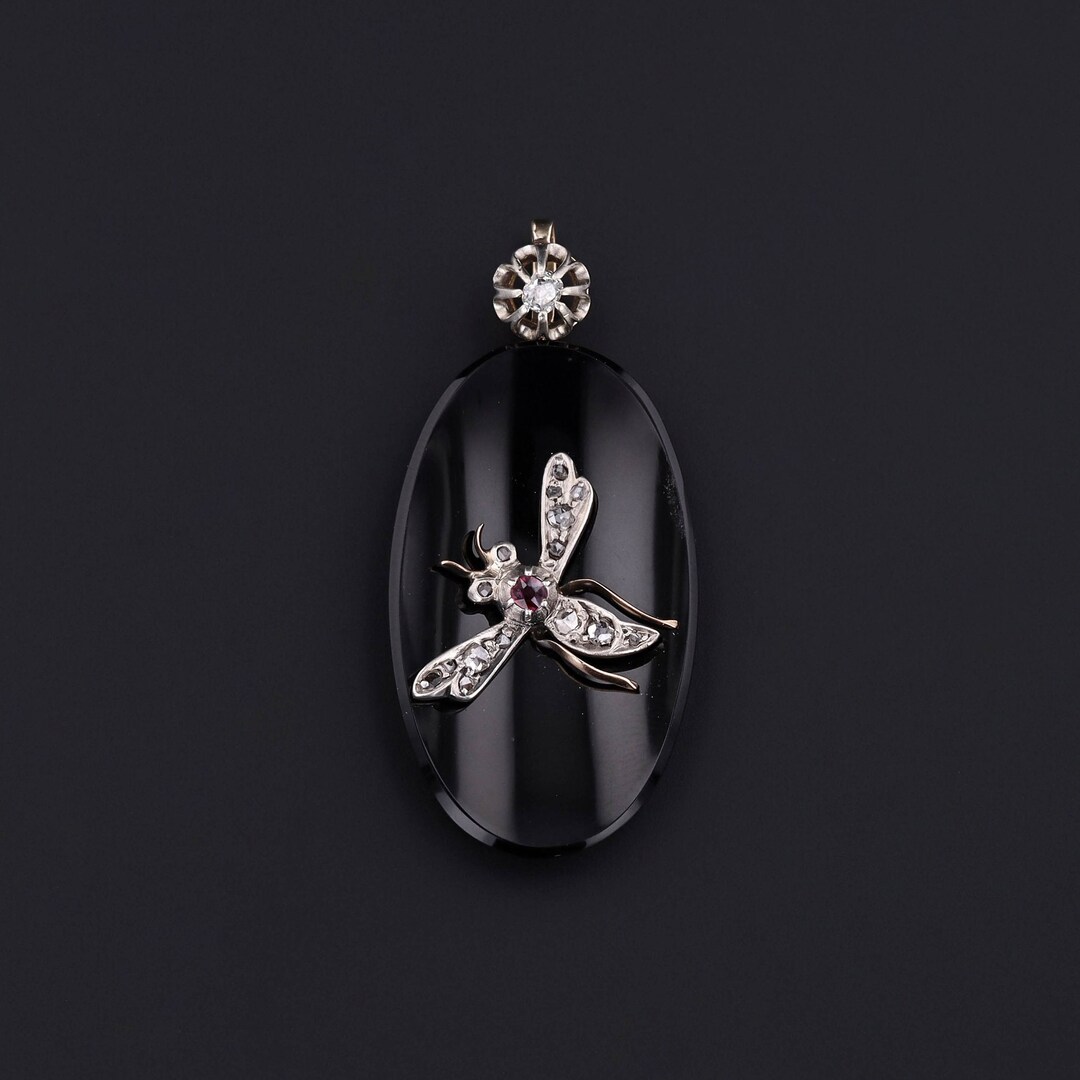 Antique Diamond Ruby and Onyx Insect Pendant of 14k Gold - Etsy