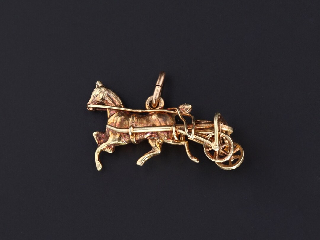 Vintage Harness Racing Charm of 14k Gold - Etsy