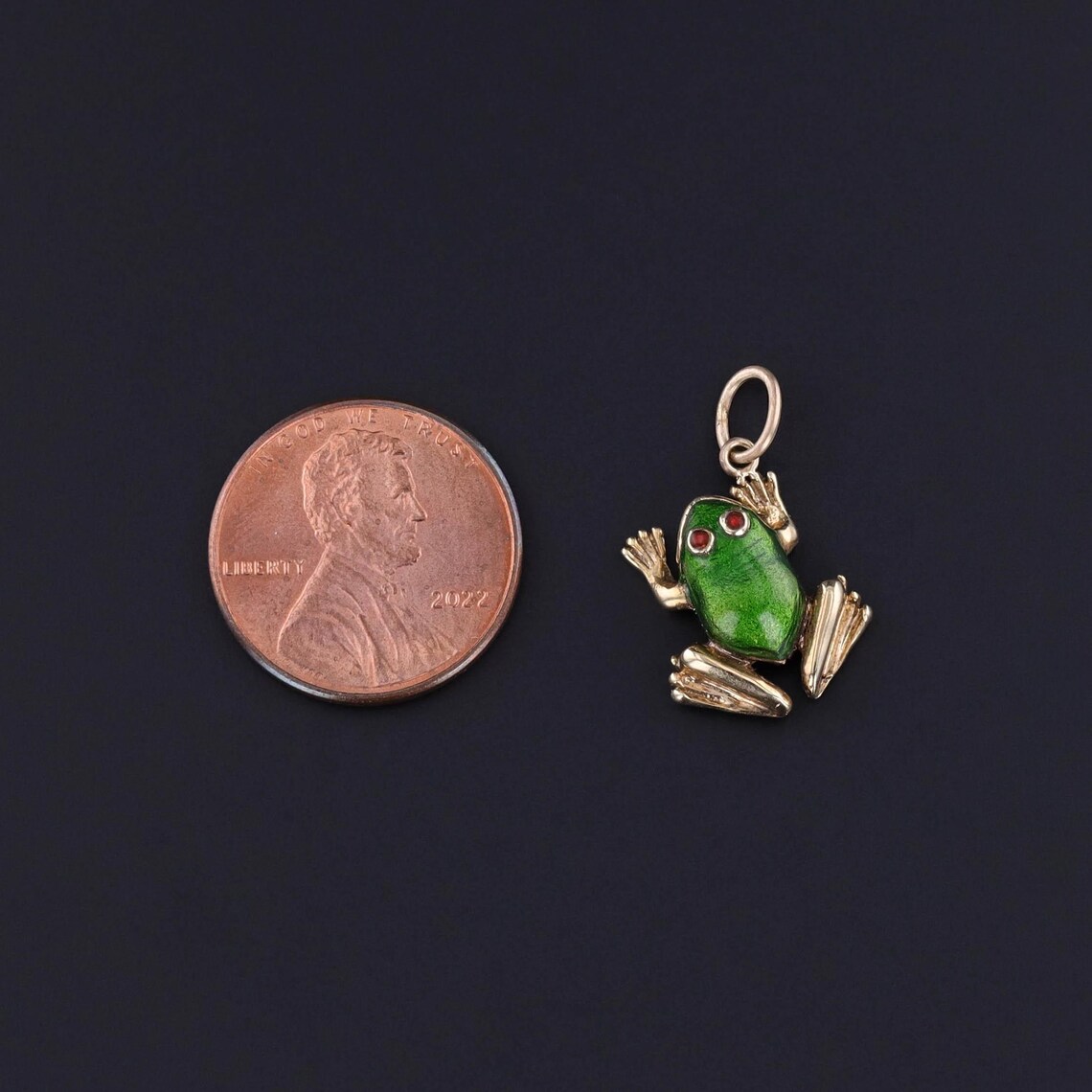 Vintage Enamel Frog Charm of 14k Gold - Etsy