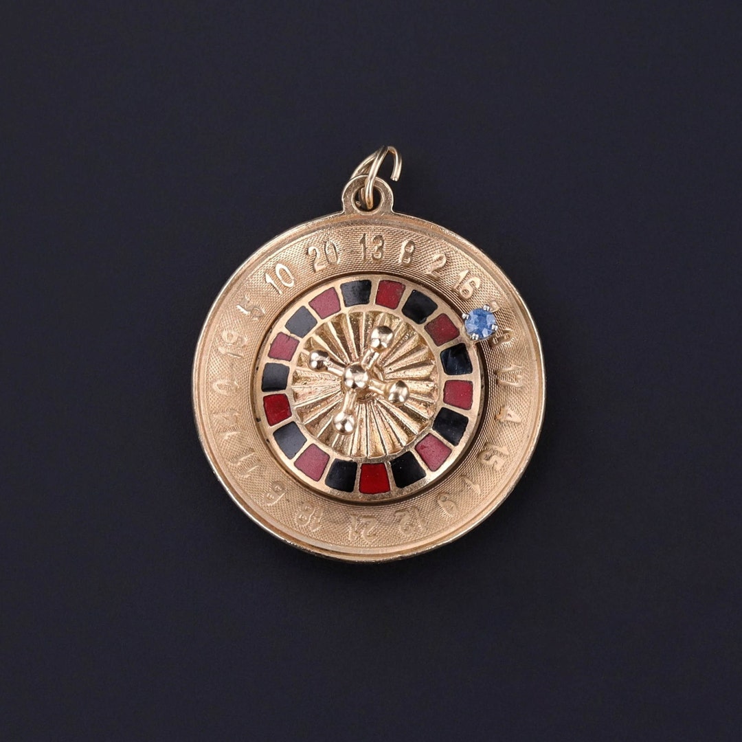 Vintage Spinning Roulette Wheel Pendant of 14k Gold - Etsy