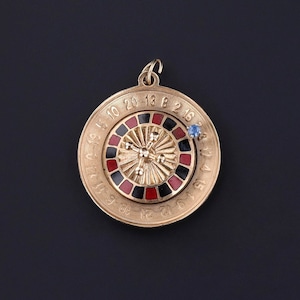 Vintage Spinning Roulette Wheel Pendant of 14k Gold - Etsy