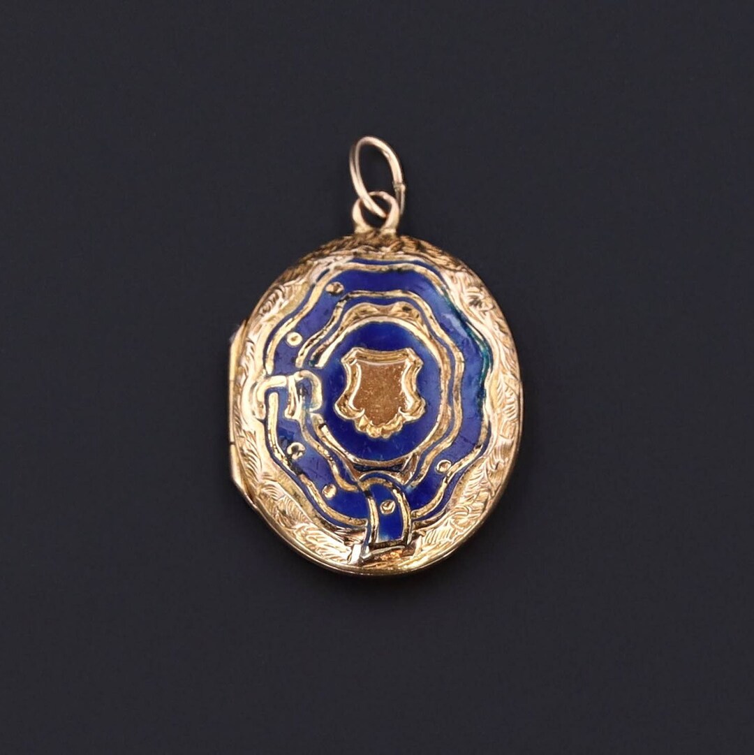 Antique Enamel Locket of 14k Gold - Etsy