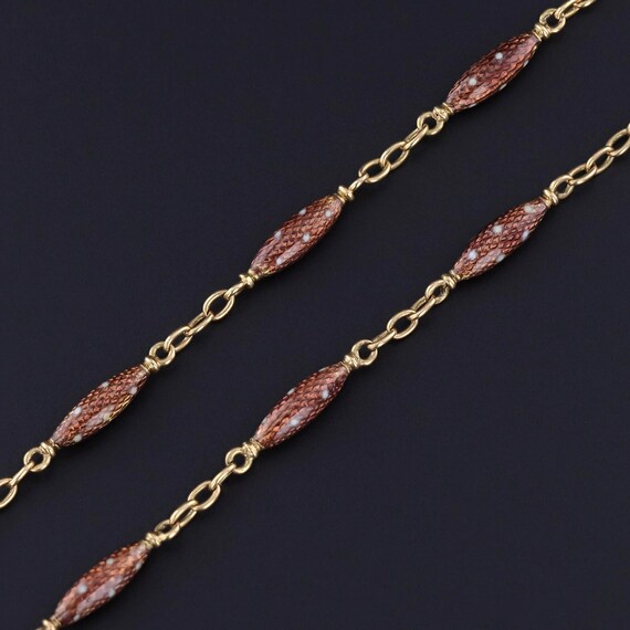 Antique Enamel Watch Chain of 18k Gold - Gem