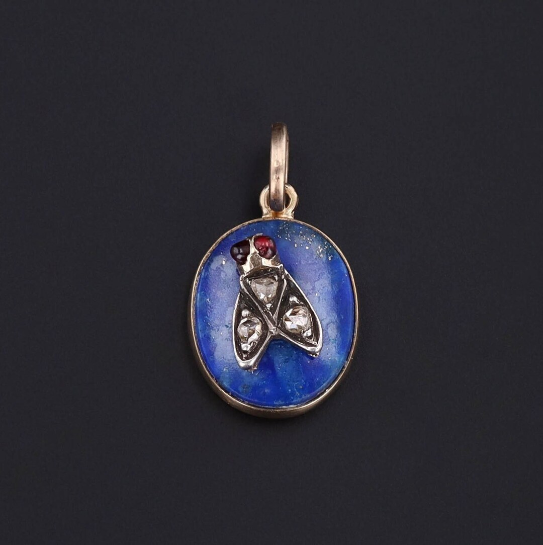 Antique Lapis and Diamond Insect Conversion Pendant of 14k Gold - Etsy