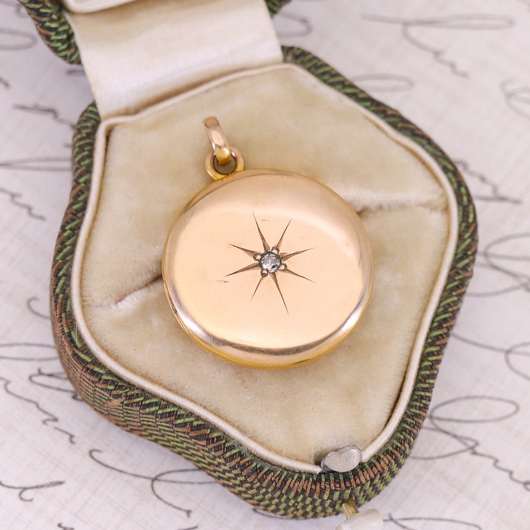 Antique Diamond Star Locket of 10k Gold - Etsy