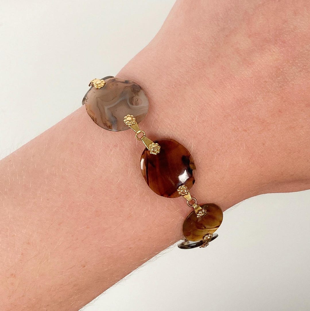 Antique Agate Bracelet of 18k Gold - Etsy
