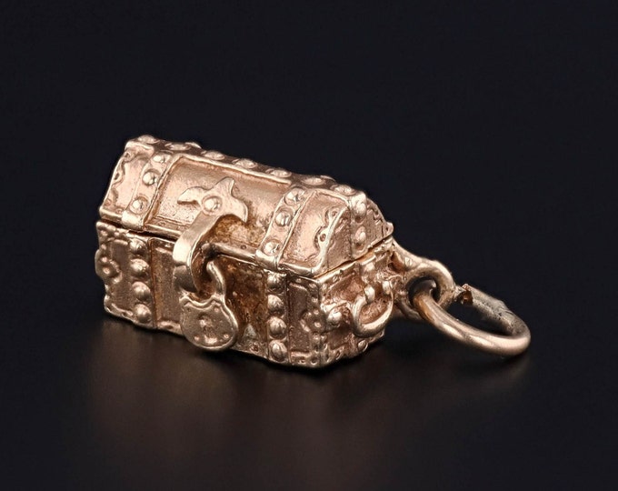 Vintage Treasure Chest Charm of 14k Gold - Etsy