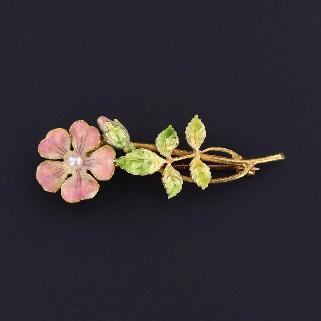 Antique Enamel Flower of 14k Gold - Etsy