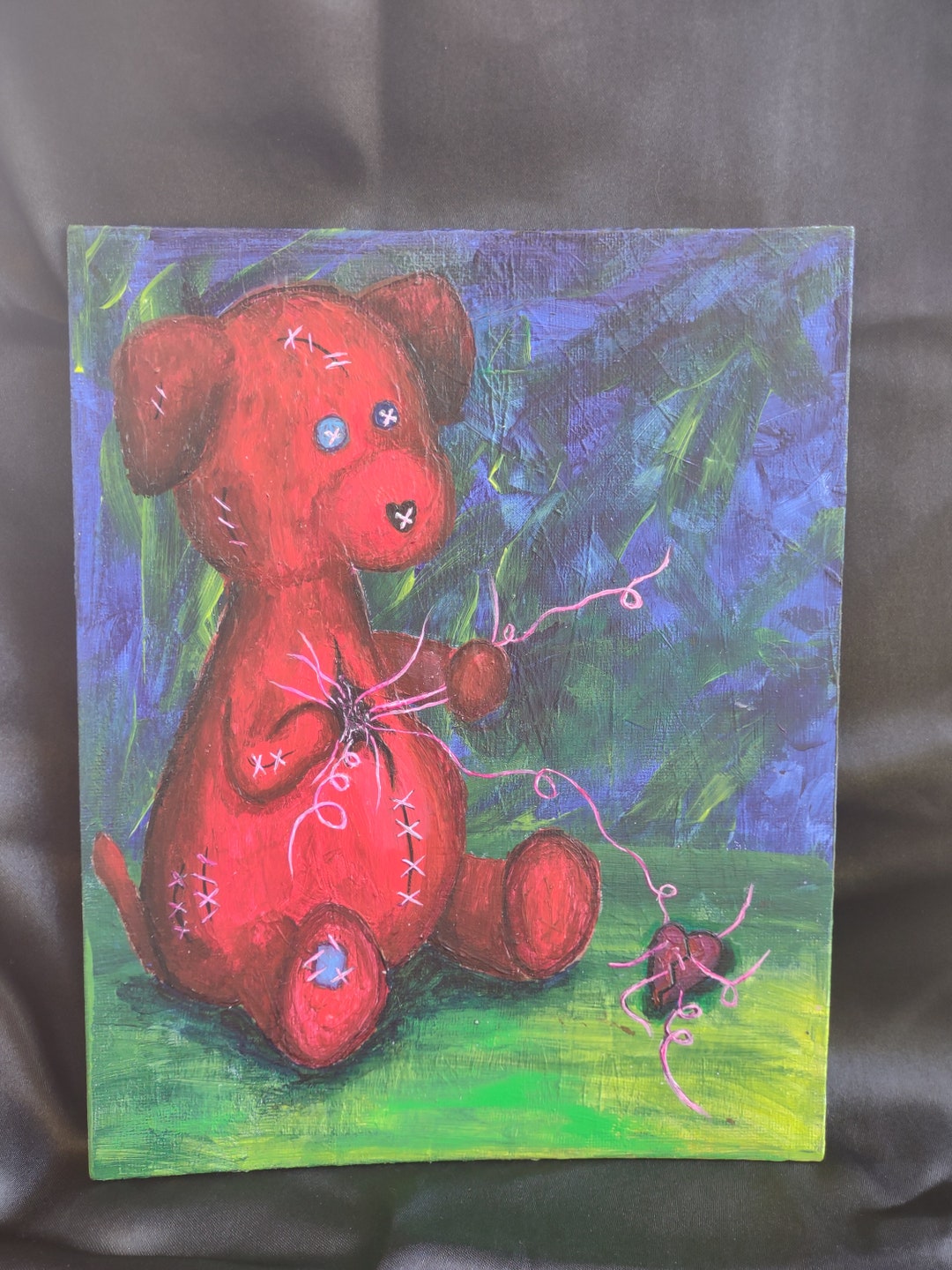 Voodoo Doll Dog Painting: Original Acrylic Goth Decor (8x10 Inch) - Etsy