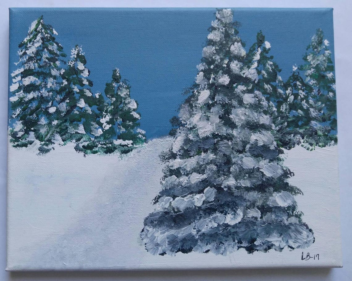Snow Scene Painting, Origional Acrylic Painting, Snow Scene Picture ...