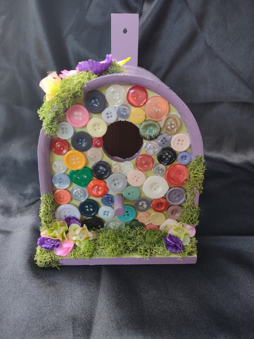 Wooden Cottagecore Button Birdhouse, Fairy Button Birdhouse Decor ...