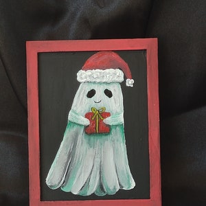 Santa Ghost Acrylic Painting, Festive Spirit Acrylic Painting ...
