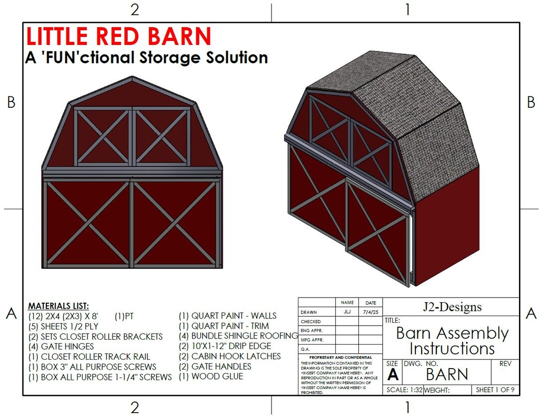 UPDATED - Mini Barn Storage Shed Plans for DIY Build - Etsy