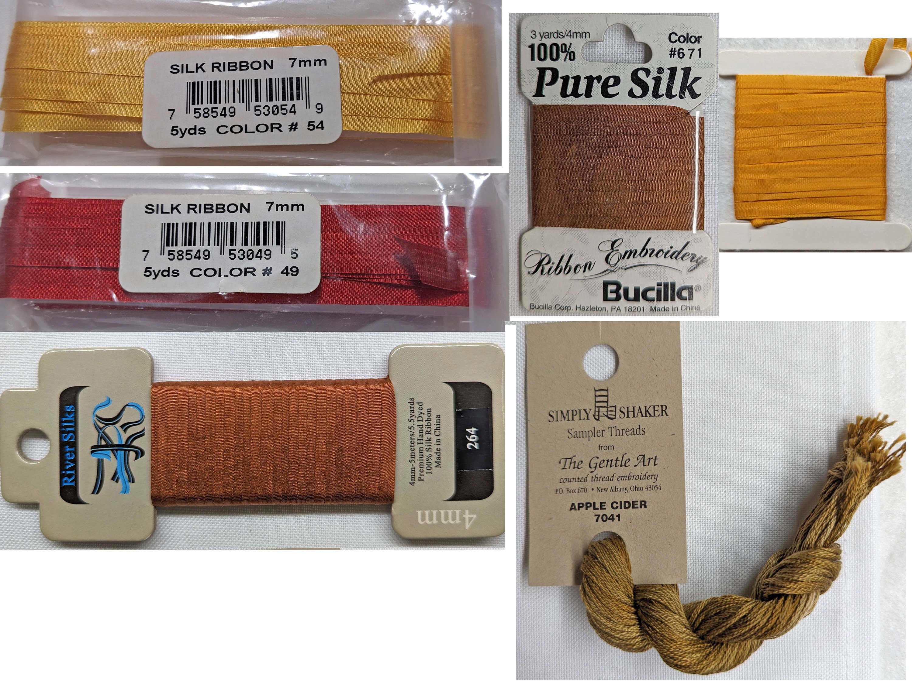 Embroidery Threads and Ribbons. Silk Ribbon 4mm or 7mm - YLI, Bucilla ...