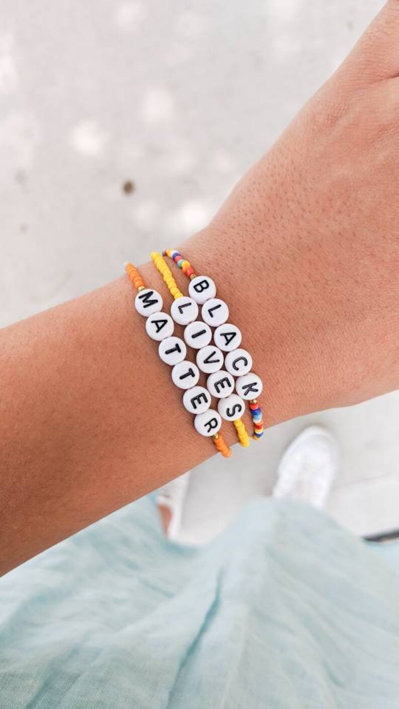 Black Lives Matter Beaded Bracelet Set - Etsy