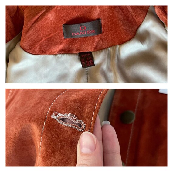 Y2K Danier burnt orange suede leather fitted jacket /… - Gem