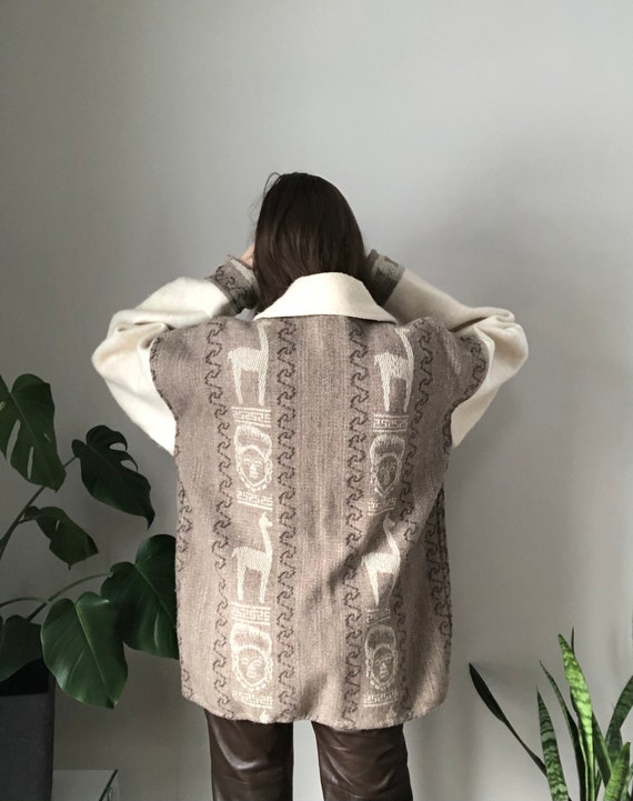 90's hand woven wool blanket jacket / Hand made in Ec… - Gem