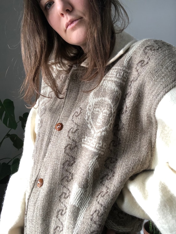 90's hand woven wool blanket jacket / Hand made in Ec… - Gem