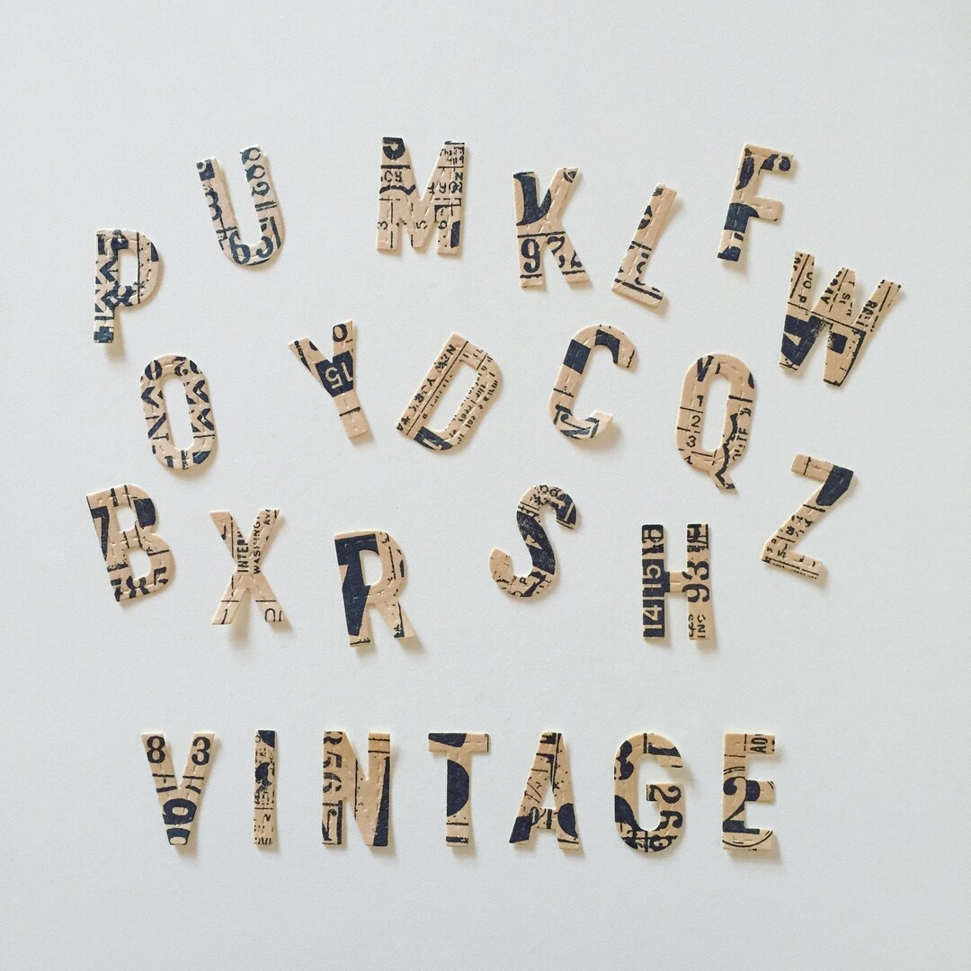 Handmade Vintage Alphabet Stickers: Distressed Scrapbook Letters - Etsy
