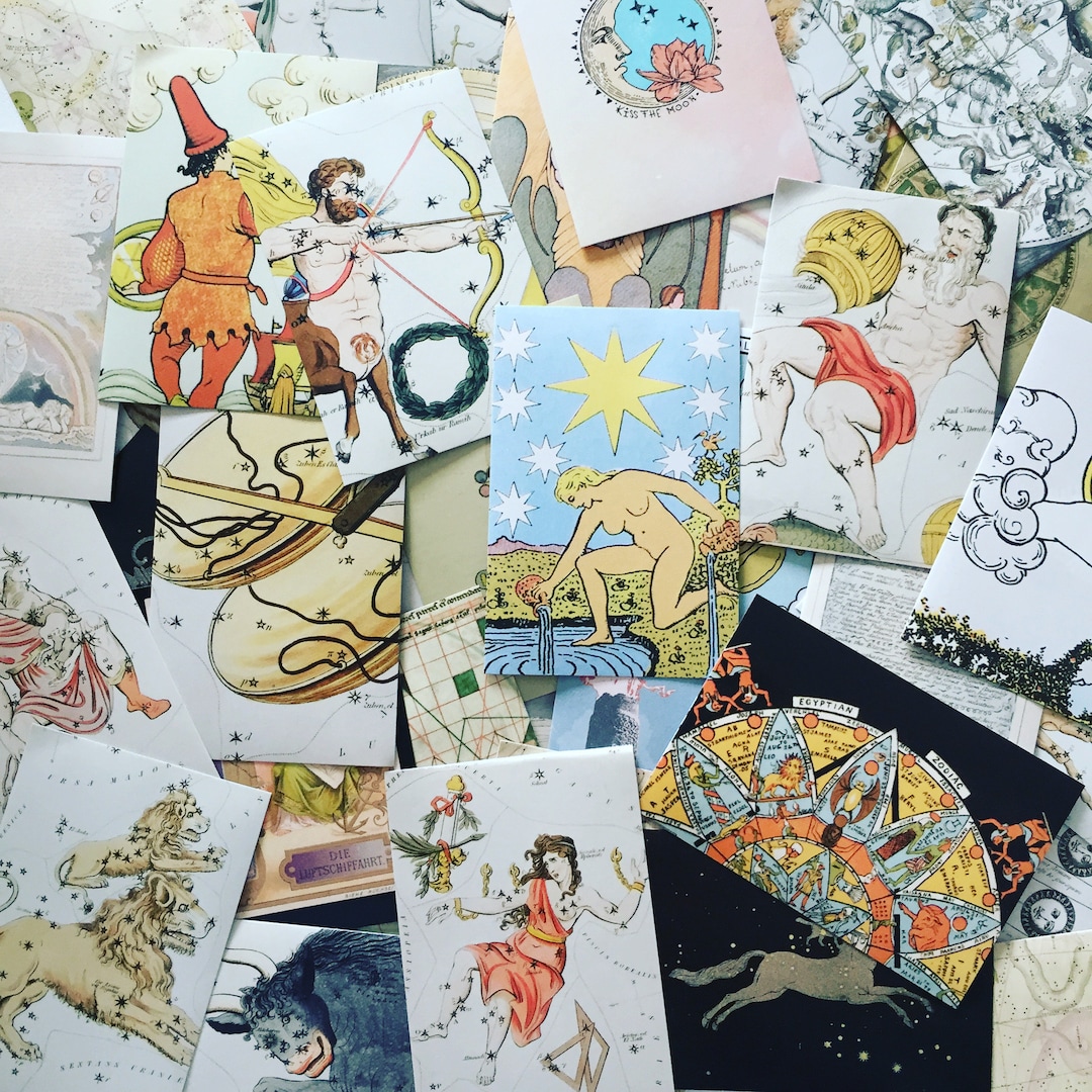 Astrology Illustrations Stickers, Retro Space Stars/planets Horoscope ...