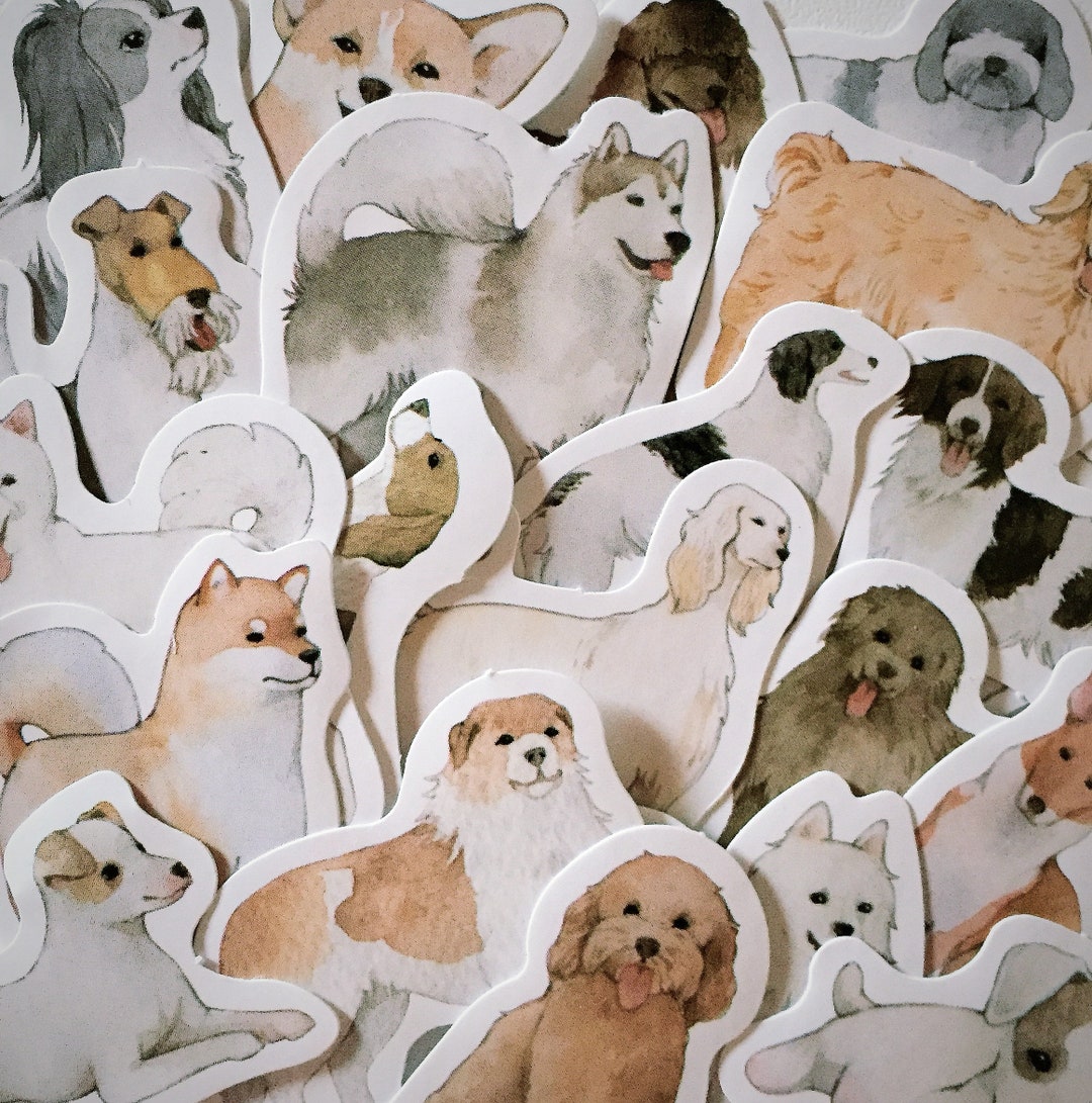 Watercolour Dog Stickers, Doggie Planner Stickers, Card Making Stickers ...