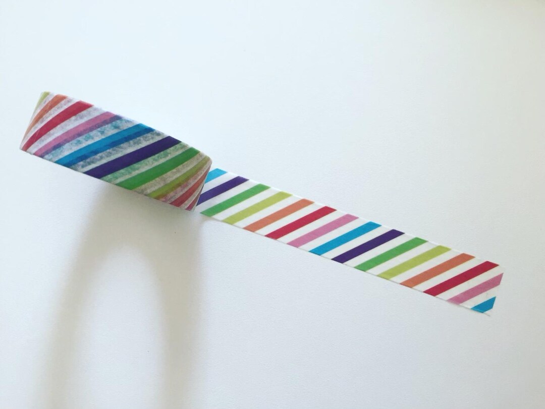 Rainbow Diagonal Stripes Washi Tape: Scrapbook Planner Decorative Tape ...