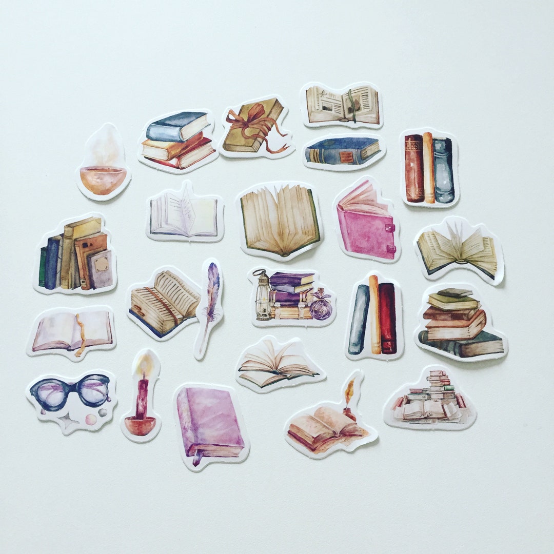 Books Planner/journal Stickers, Old Book Deco Stickers, Bookshelf ...
