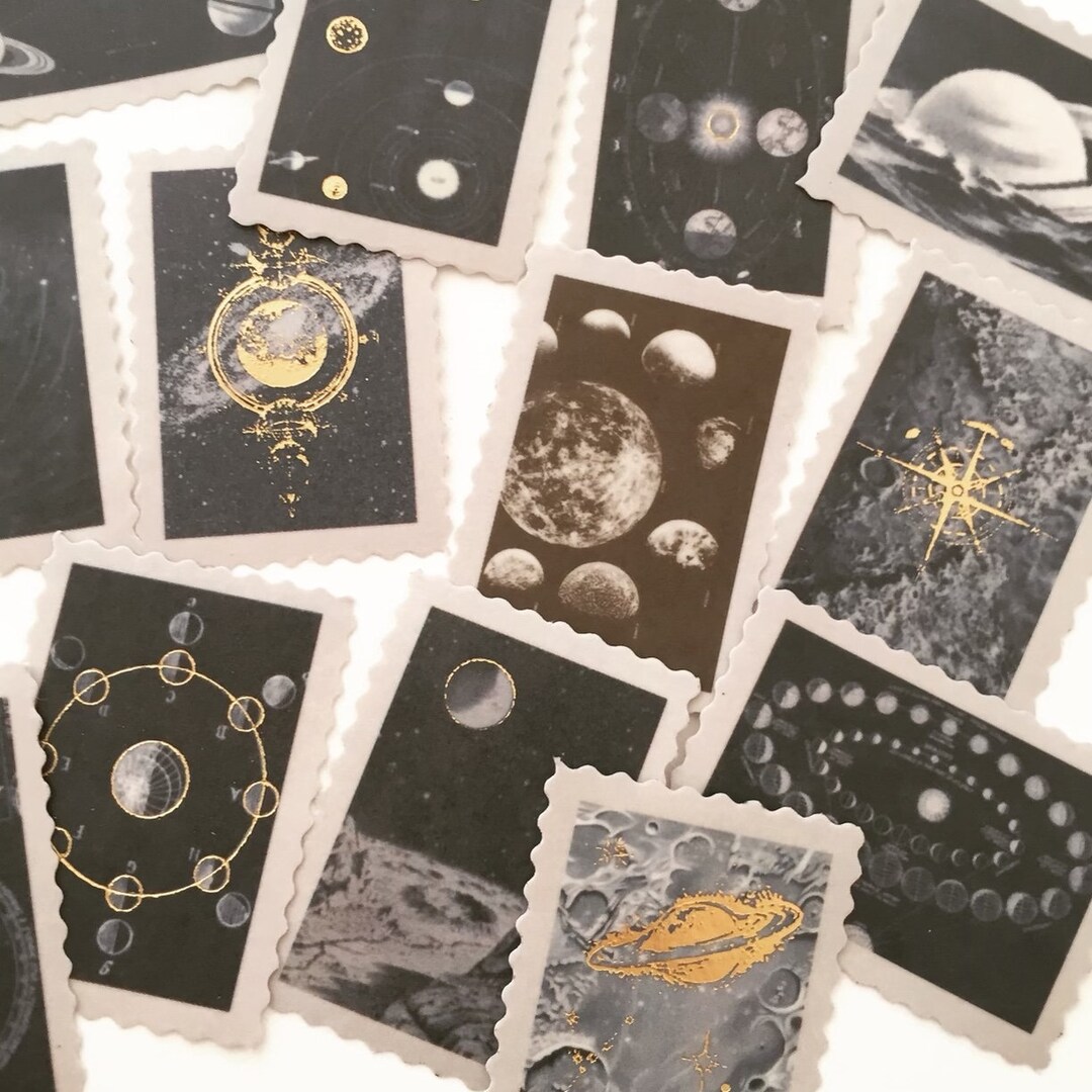 Gold Accents Space Planner Stickers, Galaxy Planet Journalling ...