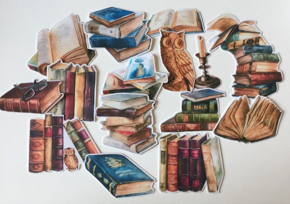 Vintage Books Planner Stickers Old Book Deco Stickers Book | Etsy