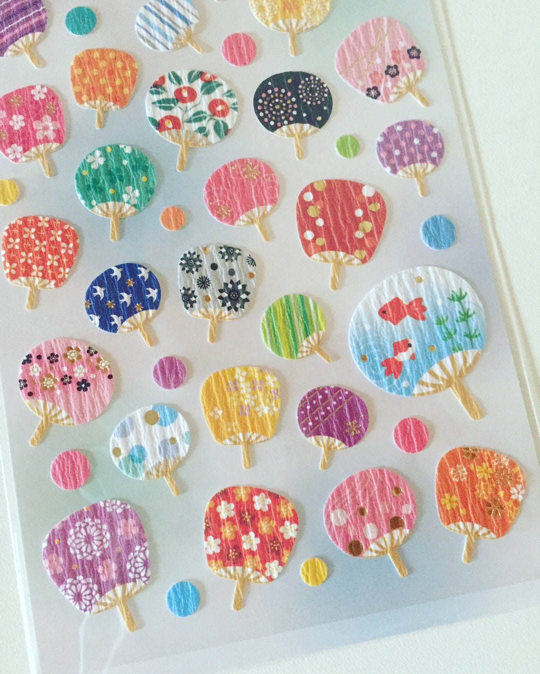 Japanese Fan Stickers, Uchiwa Fan Deco Stickers, Gift Wrapping, Crepe ...